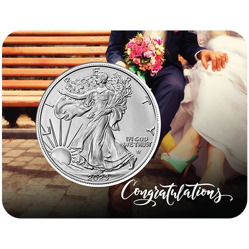 Buy 2023 1 oz American Silver Eagle Coin (BU, Wedding Card) | BullionMax