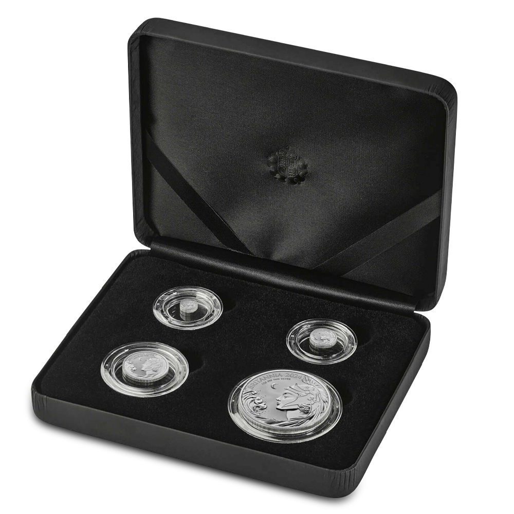 Buy 2024 Reverse Frosted Proof British Silver Britannia 4-Coin Set (Box ...