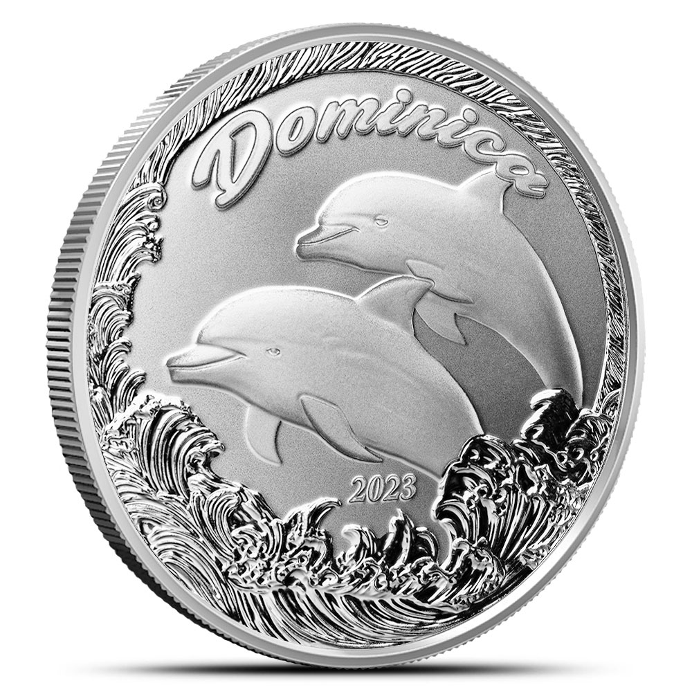 Buy 2023 1 oz EC8 Silver Dominica Dolphin Coin (Proof-Like) | BullionMax