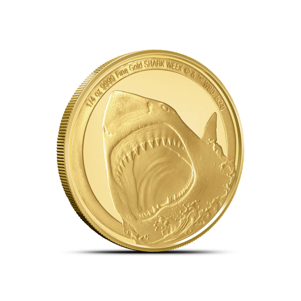 Buy 2024 1/4 oz Proof Niue Gold Shark Week Great White Shark Coin (Box ...