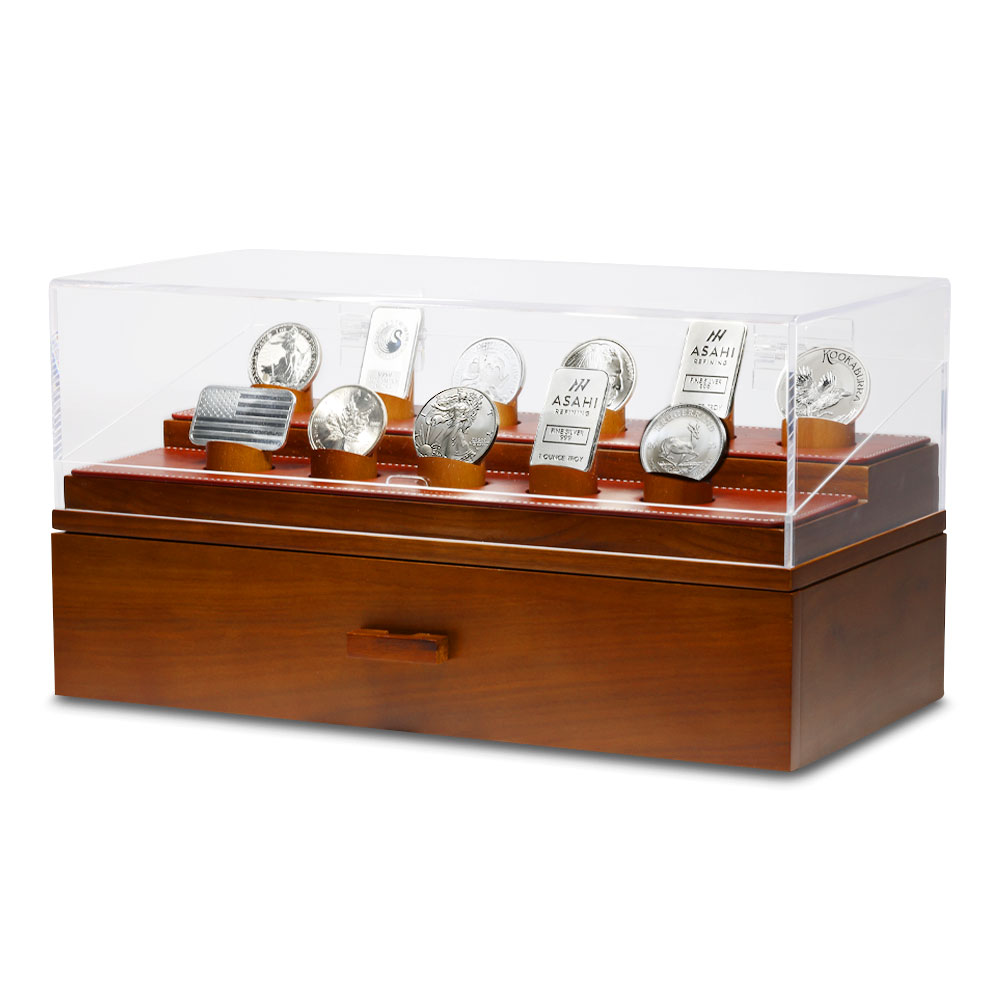 Buy Walnut Coin Chest Display Case w/ Storage | BullionMax
