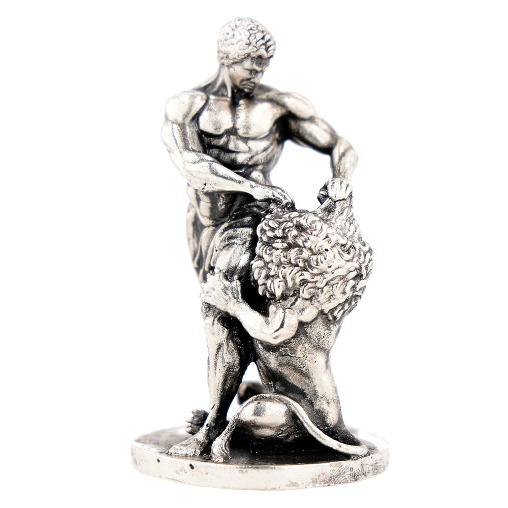 Buy 1 oz Antique Finish Samson Vs. Lion Silver Statue (New w/ CoA ...