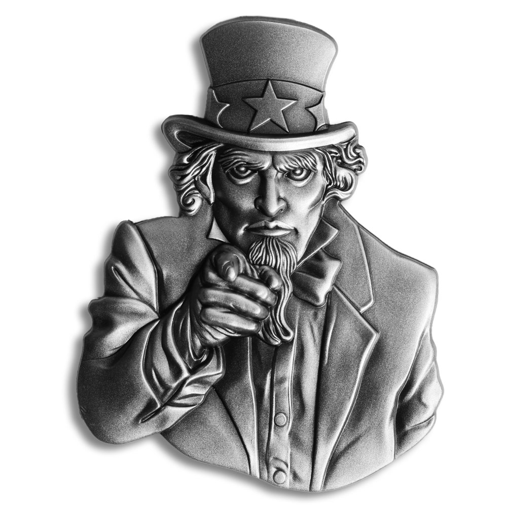 Buy 2025 2 oz Samoa Silver Uncle Sam Shaped Coin (High Relief, Box ...