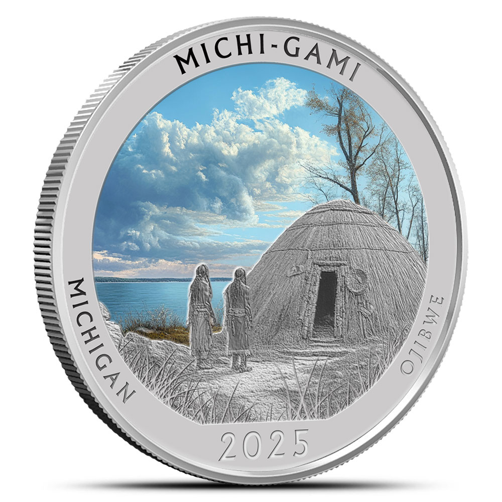 Buy 2025 1 oz Colorized Native America the Beautiful Michigan Silver ...