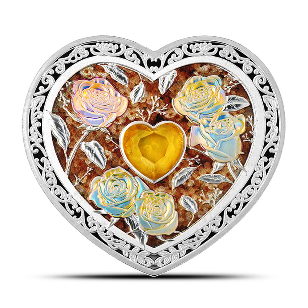 Buy 2025 1 oz Proof Samoa Silver The Gems of Love Sunset Rose Coin (Box ...