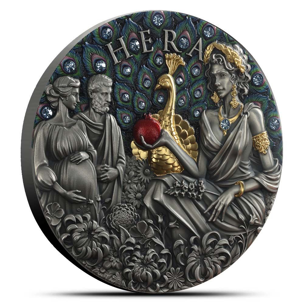 Buy 2025 2 oz Antique Niue Silver Divine Beauty Hera Coin (Gilded, Box ...
