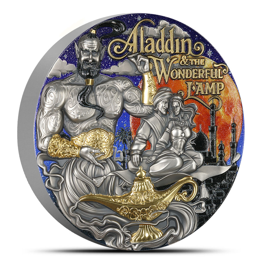 Buy 2025 2 oz Antique Colorized Niue Silver Aladdin and the Wonderful ...