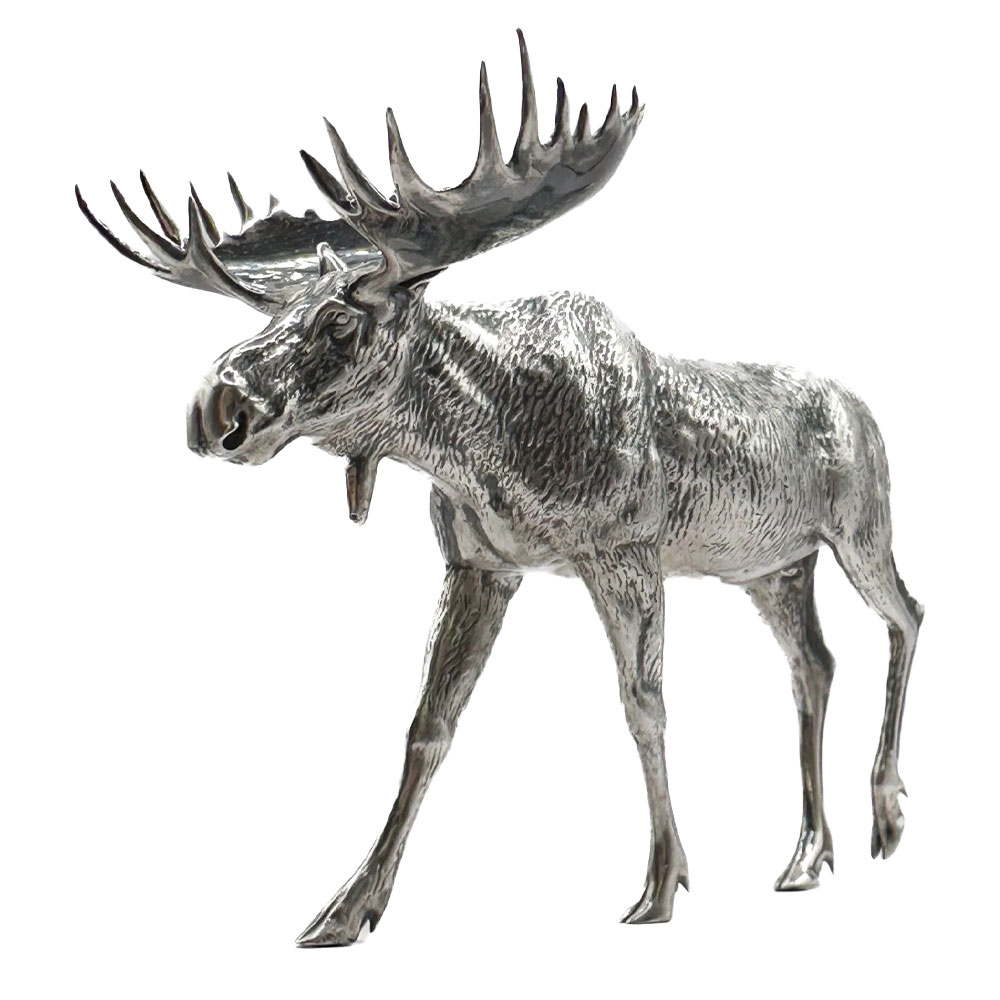 Buy 12 oz Antique Finish Canadian Moose Silver Statue (New, Box + CoA ...