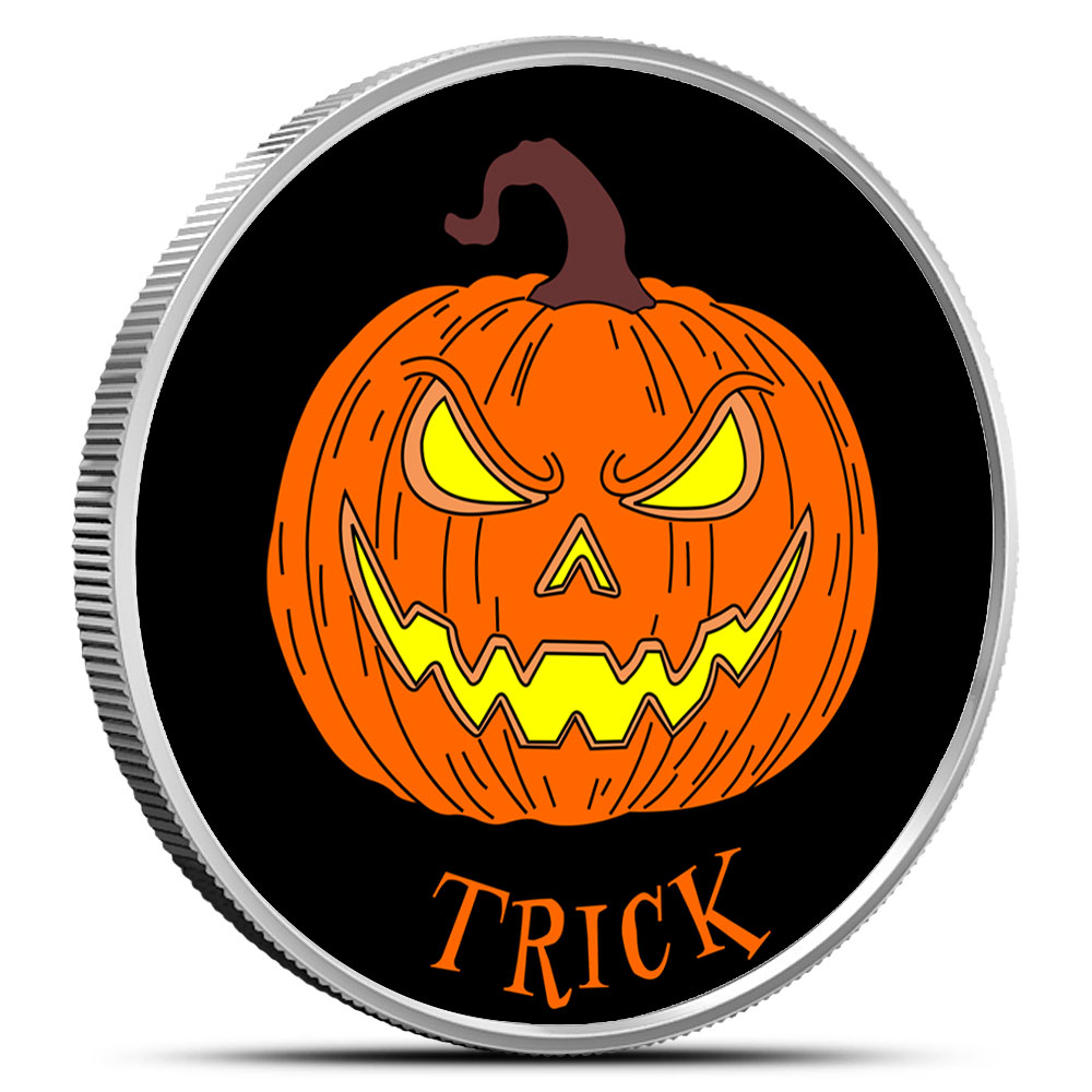 Buy 1 oz Colorized Trick or Treat Coin Flip Silver Round (New, Capsule ...