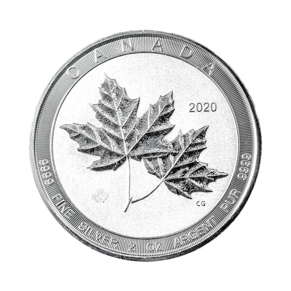 Buy 2 oz Canadian Twin Maple Leaf Silver Coin (Random Year) | BullionMax