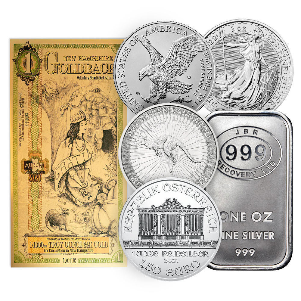 Buy 2022 5 oz Silver Starter Kit BU + BONUS Goldback Gold Note ...